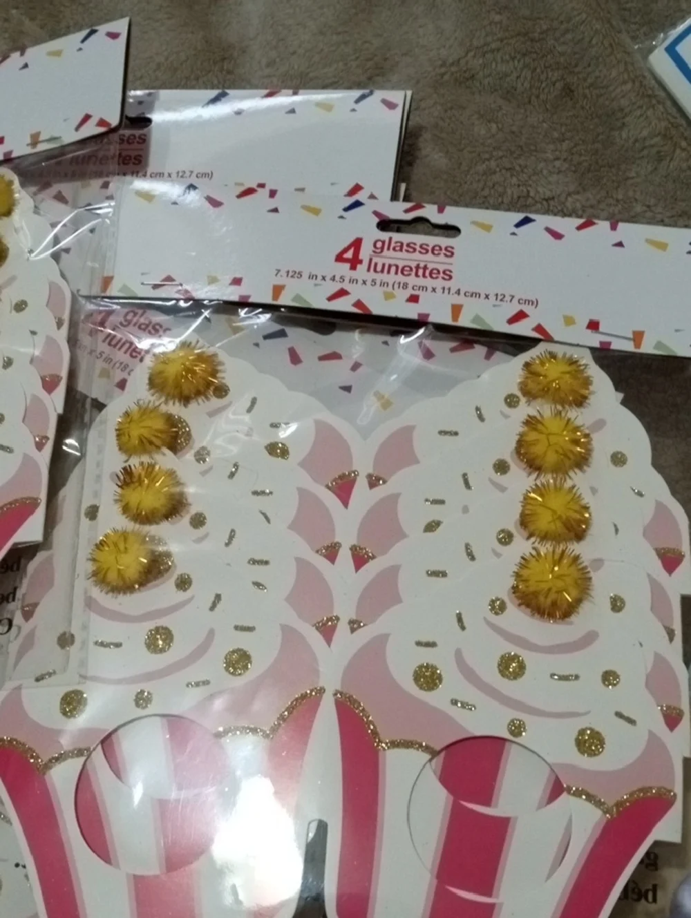 Party Supplies | 2for1pink White Cupcake Party Glasses Gold Glitter ...